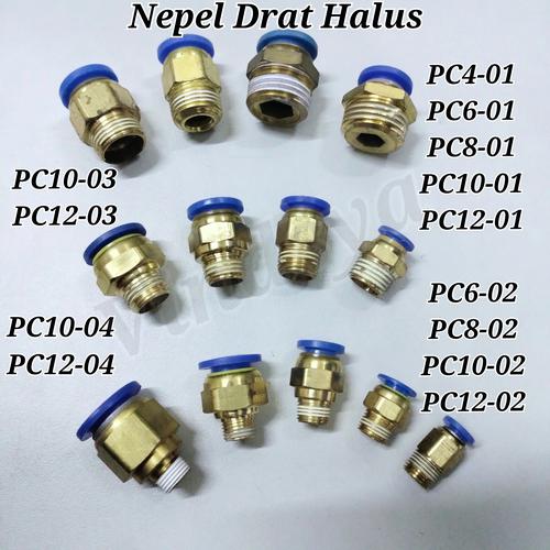 Jual Nepel Selang IN PC 8/10/12 Drat Halus 1/8 3/8 1/2 IN Fitting ...