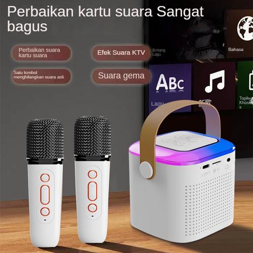 Jual RGB speaker karaoke bluetooth mini ori full bass portable wirelessDapa - Putih-1Mic ...