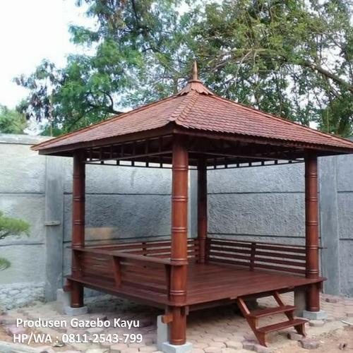 Jual Gazebo Kayu Kelapa Minimalis Ukuran 2,5x2,5 Meter Tiang Motif ...