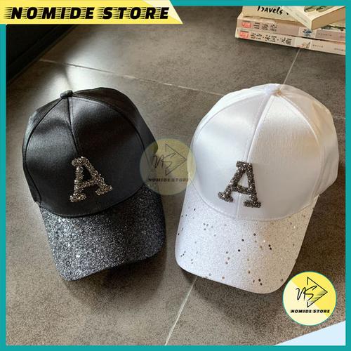 Jual Topi Baseball Pria Wanita Logo A Satin Glitter Mewah Gaya Korea ...