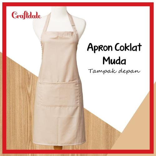 Jual Apron polos + bordir LOGO 1 warna - Coklat Muda - Jakarta Barat ...