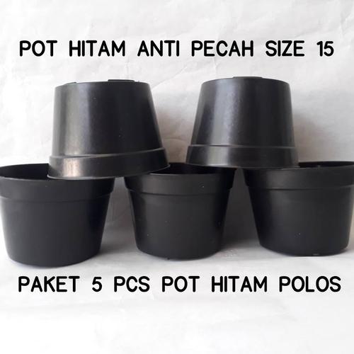 Promo PAKET 5 Pcs Pot Hitam Polos Original Anti Pecah Pot Tanaman Hias ...