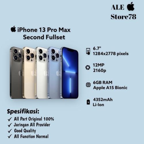 Jual iPhone 13 Pro Max 128GB 256GB 512GB 1TB Second Bekas Mulus Original - Sierra Blue, 13 ...