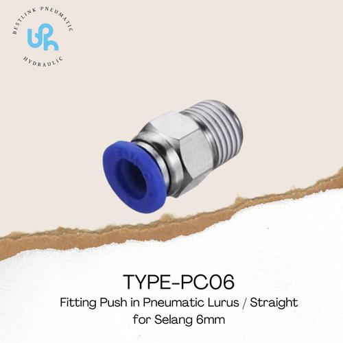 Jual PC 6 FITTING PUSH IN PNEUMATIC LURUS / STRAIGHT for SELANG 6mm ...
