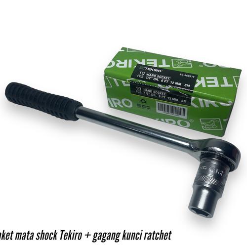 Jual Paket mata kunci shock Tekiro 6pt 1/2” + gagang kunci ratchet ...
