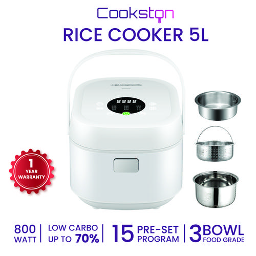 Promo COOKSTON Rice Cooker Low Carbo Low Sugar 5L Aesthetic Stainless ...