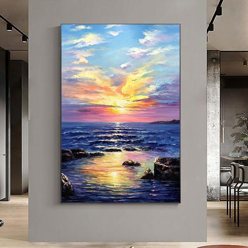 Jual Lukisan modern Beach sunrise hiasan dinding rumah,hotel,kantor dll ...