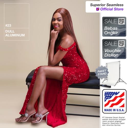 Promo 23 Dull Aluminum 2.7x11M Background Paper Kertas Polos Seamless ...