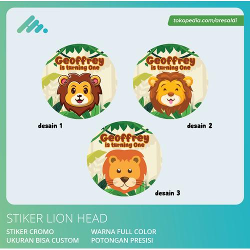 Jual label stiker LION HEAD CARTOON KEPALA SINGA Kids Ulang Tahun ...