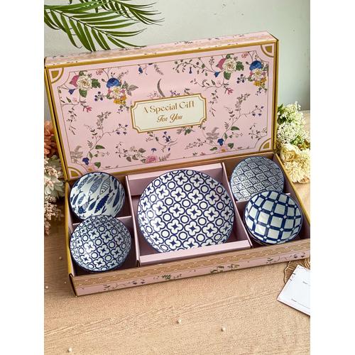 Jual Flower Gift Box Blue Ocean Bowl & Plate Hamper Parsel Mangkok ...