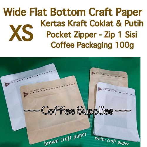 Jual WIDE FLAT BOTTOM WHITE BROWN CRAFT PAPER XS Coffee 100g kemasan ...