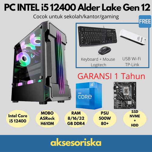 Jual Paket CPU Komputer PC Rakitan Kantor Gaming INTEL Core i5 12400 GEN 12 - RAM 8GB (1x8), SSD ...