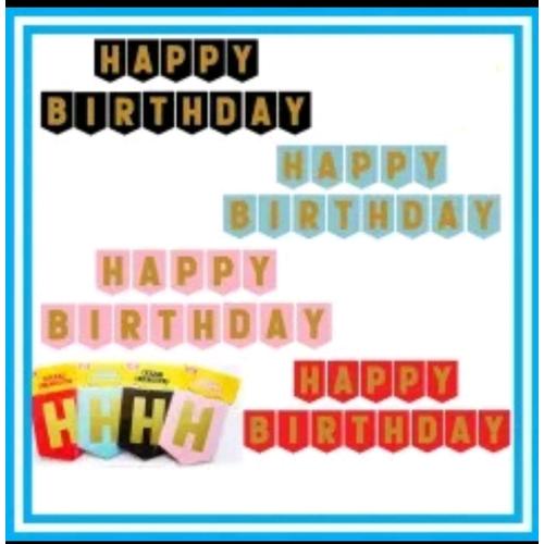 Jual Banner Bunting Flag Happy Birthday HBD SET - Biru Muda - Jakarta ...