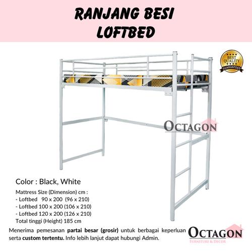 Promo KIRIM KARGO Loft Bed Besi Minimalis Ranjang Susun - 100x200 hitam ...