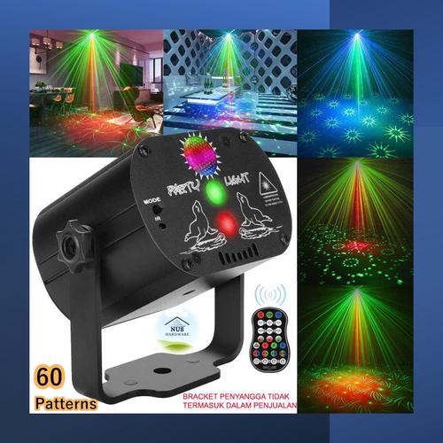 Jual Lampu Proyektor Disco RGB 60 Pattern Rechargeable with Remote ...