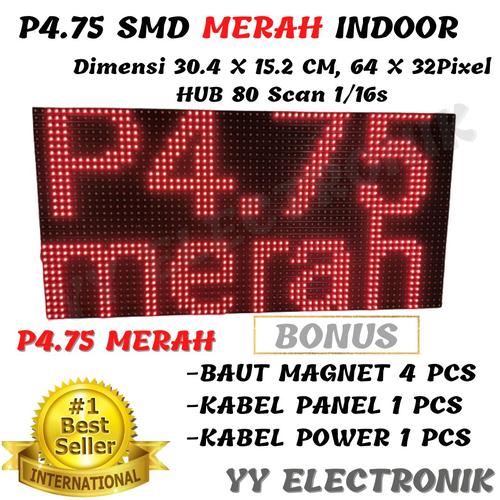 Jual Panel Modul LED P4.75 ( F3.75 )64x32 Running Text SMD Red Merah ...