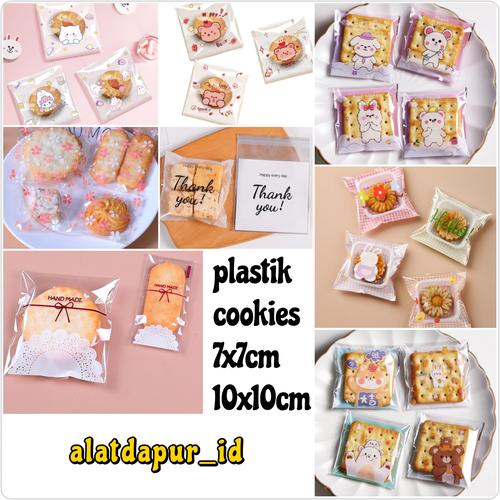 Jual 7x7cm 100pcs plastik cookies roti plastik OPP kue donut perekat ...