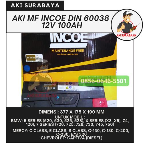 Jual ACCU INCOE Maintenance Free 60038 Mobil BMW 5 Series 520 MERCY C ...