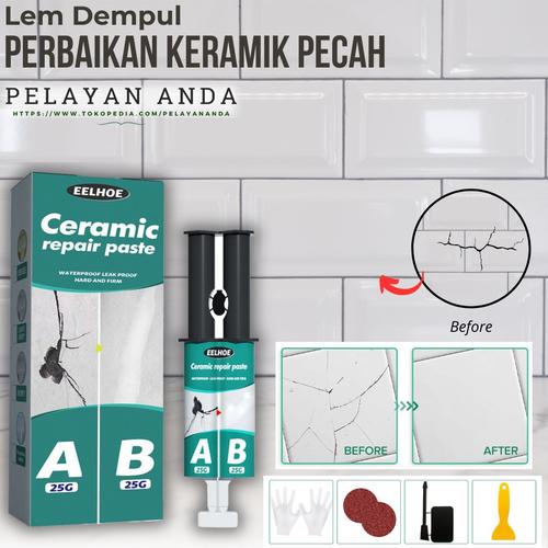 Promo Dempul Set Lem Pasta Perbaikan Ubin Keramik Porselen Toilet Retak ...