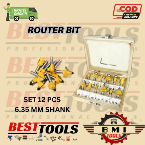 Jual Router Bit Set/Mata Router Bor/Trimmer Profil Router 12 Pcs - Kab ...