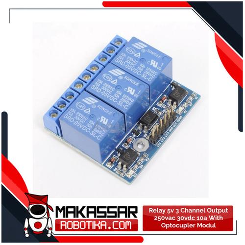 Jual Relay 5v 3 Channel Output 250vac 30vdc 10a With Optocupler Modul ...