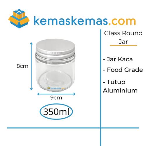 Jual 350ml Botol Toples Kaca Round / Jar Kaca Bulat + Tutup Aluminium ...