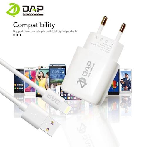 Jual DAP Dual USB Charger 2.4A D-A2L 12W with Charging Cable Lightning ...