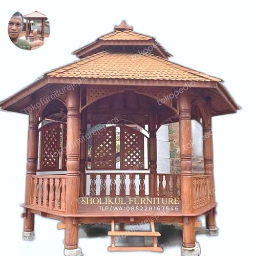 Jual SAUNG GAZEBO SEGI ENAM KAYU KELAPA ATAP SIRAP KAYU ULIN - Kab ...