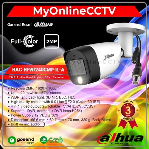 Promo HAC-HFW1240CMP-IL-A Dahua Camera CCTV Outdoor 2MP Dual Light ...