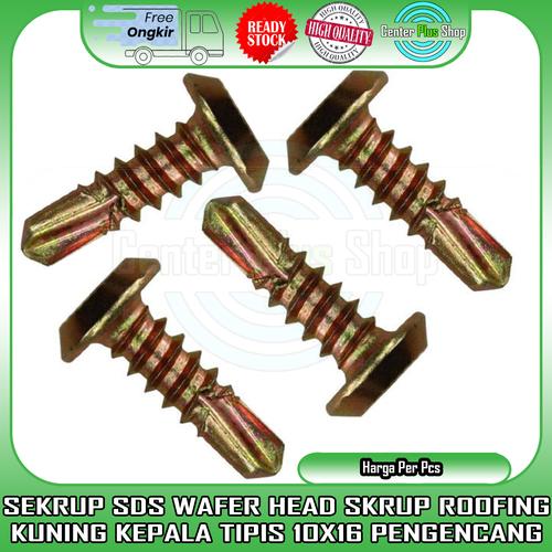 Jual SEKRUP WAFER HEAD 10X16 SDS SKRUP WAFERHEAD KUNING BAUT ROOFING ...
