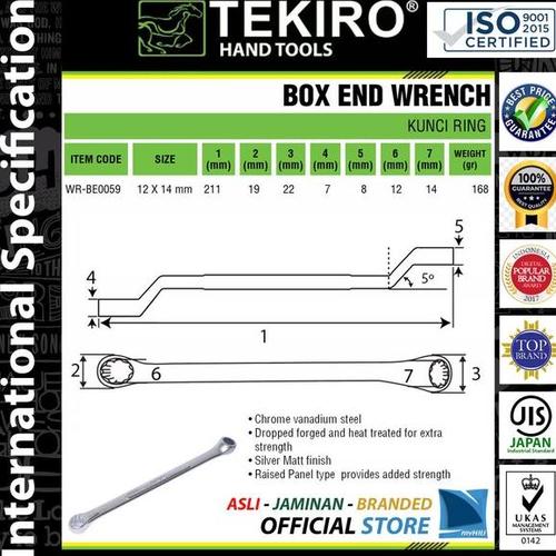 Jual Kunci Ring 12 x 14 mm - Box Ended Wrench TEKIRO - Jakarta Barat - pungky7 | Tokopedia