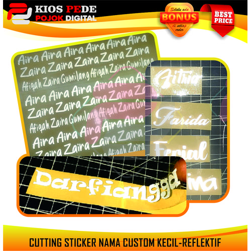 Jual Sticker Cutting Nama Tulisan Bebas Custom Bahan Reflektif t.2cm ...