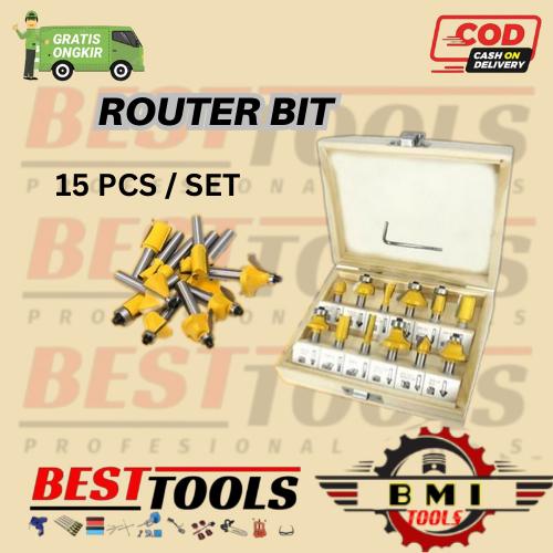 Jual Router Bit Set/Mata Router Bor/Trimmer Profil Router 15 Pcs - Kab ...