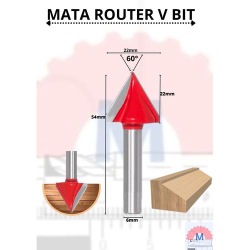 Promo Mata router CNC 3D V groove shank 6mm wood mdf dll V bit - 22mm ...