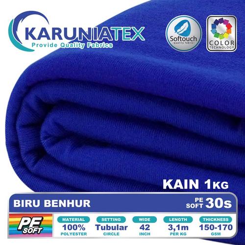 Jual Kain Kaos PE Soft 30s Kiloan | Biru Benhur | Karunia Textile ...