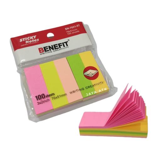 Jual STICKY NOTES INDEX MEMO TEMPEL KERTAS 5 WARNA PEMBATAS 100LBR ...