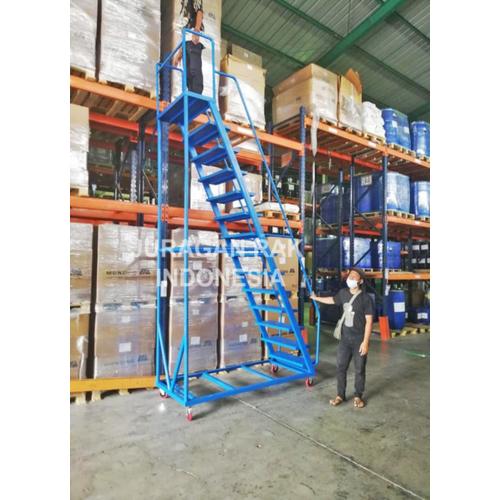 Jual Tangga Dorong Gudang Tinggi 4 Meter . Rolling Steel Ladders NEW ...