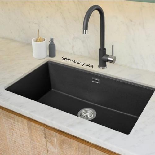 Promo Kitchen sink 7545 black paket lengkap kran fleksibel /bak cuci ...