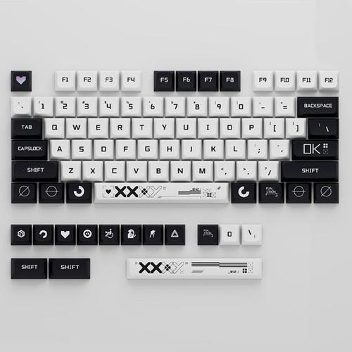 Jual INS Print Stream Keycap XDA Profile PBT Keycap Set Black White ...