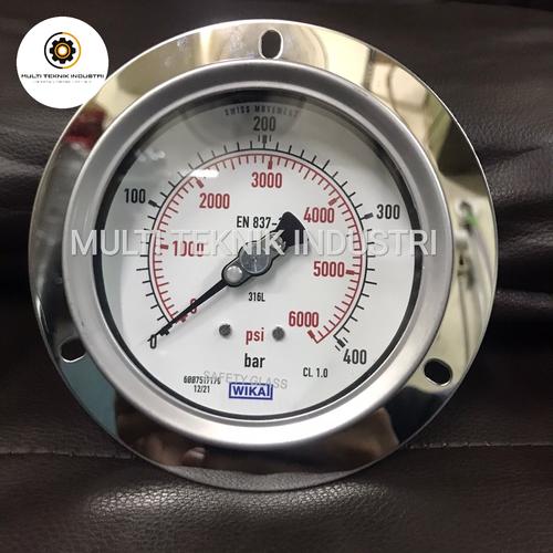 Jual Pressure Gauge Wika 400 Bar/ 6000 Psi Size 4" Back Connection Full ...