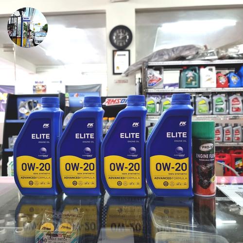 Jual [paket oli mesin mobil] fk elite 0w20 4ltr + engine flush prov ...