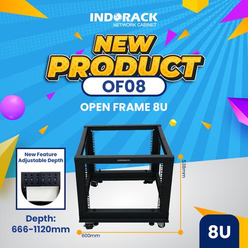 Promo Open Frame 8U Rak 19" Adjustable Depth 660 - 1120mm OF08 INDORACK ...