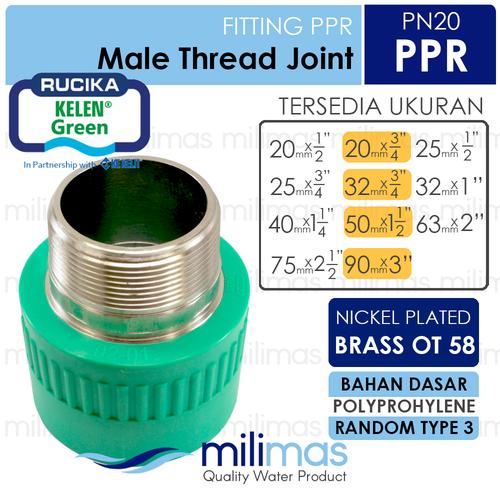 Jual RUCIKA GREEN PPR Male Thread Joint - Sok Drat Luar PN20 Air Panas ...