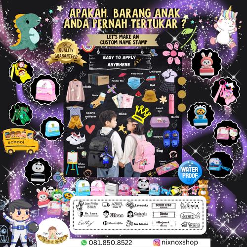 Jual Nixnox Stempel Ajaib Usaha Toko/Nama Anak/TTD/Logo Waterproof ...