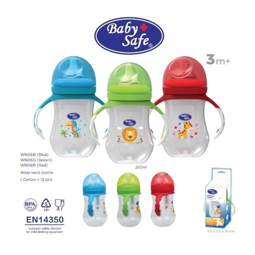 Jual Baby Safe Botol Susu Wide Neck 250ml With Handle Wn06 - Green ...