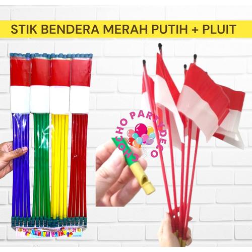 Jual [20pc] stik bendera pluit bendera merah putih bendera plastik ...