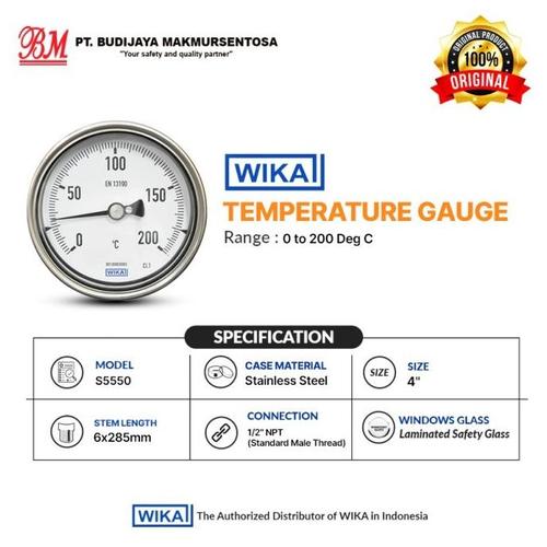 Jual Wika Temperature Gauge S5550, 4", 1/2" Npt - 0 To 200 Deg C ...