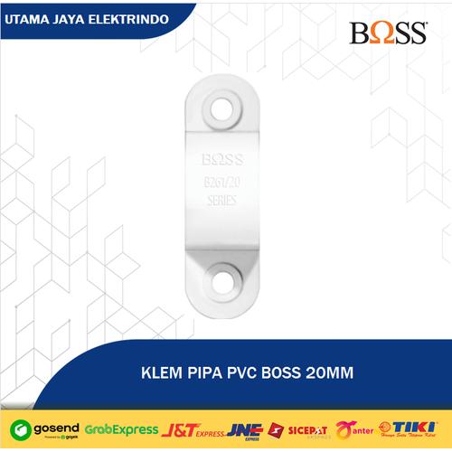 Jual Klem / Clamp pipa listrik PVC BOSS 20mm Putih 1 Pack 100 Pcs ...