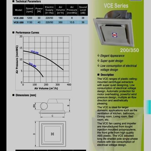 Jual Exhaust Fan Vanco Ceiling Duct Ceiling Sirocco Vanco VCE350 flat cover - Jakarta Pusat ...