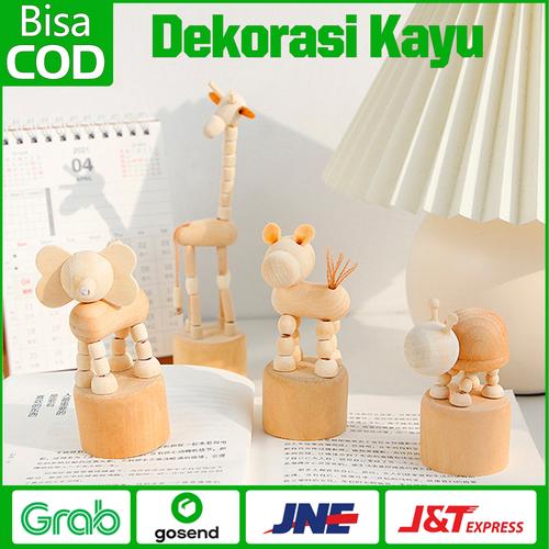 Promo Sederhana kayu kecil hewan dekorasi desktop mini nordic mainan ...